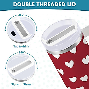 FLildon 30oz Tumbler with Handle and Straw Lid, Red Love Valentine's Day Insulated Coffee Mug Stainless Steel Water Bottle Leakproof Vacuum Travel Coffee Cup