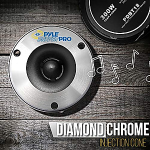 Pyle 3.75'' Titanium Horn Tweeter (Pair) - Aluminum Bullet Diamond Chrome Cutting Finish w/ 300 Watt Peak 20 oz Magnet Structure 2kHz - 25kHz Frequency Response 4 Ohm & 1" Kapton Voice Coil PDBT18