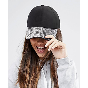 Ztl Womens Studded Rhinestone Baseball Cap Dad Trucker Hat Sparkle Bling Sun Hat A - Black