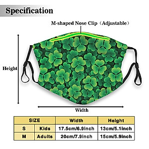 Shamrock Face Mask St. Patrick's Day Masks Washable Cloth Mask Reusable Breathable Cloth Irish National Day Fashionable Green Masks for Adults 3 PCS