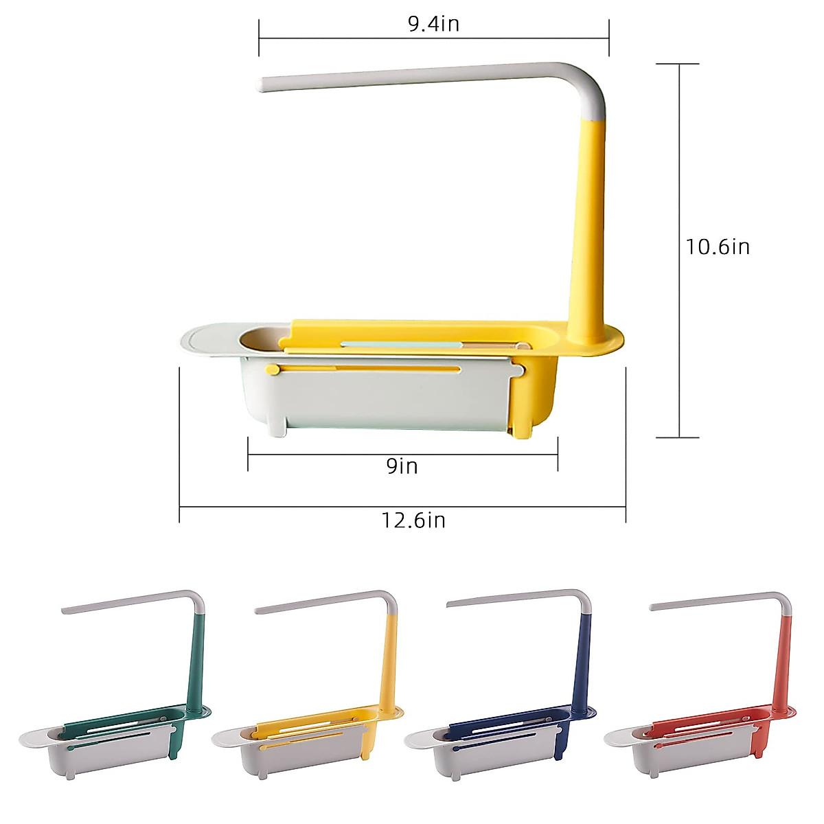 Kuniofaov Telescopic Sink Rack Holder Telescopic Sink Storage Rack Adjustable Drainer Sink Tray Sponge Soap Holder with Dishcloth Hanger Expandable Storage Drain Basket for Home Kitchen (Pink)