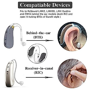 Kenkor 6Packs Hearing Aid Domes 3 Sizes Open Dome Hearing Aid Accessories for Resound Sure Fit Style RIC RITE and Open Fit BTE Hearing Amplifier Invisible Kit Ear Tips,Perfect for Open Air-White