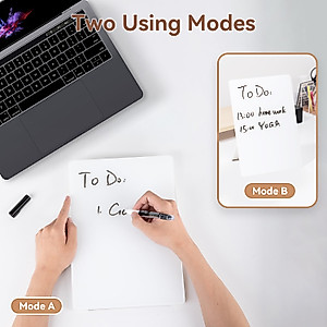 NUSIGN Glass Desktop Whiteboard with Reversable Stand, 8.5‘’x11.8'' Tabletop Small Portable Dry Erase White Board Easel with Storage Design for Home Office and School Supplies