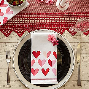 DII Valentine's Day Table Top Decor, Napkin Set, 20x20, Two Hearts, 6 Piece