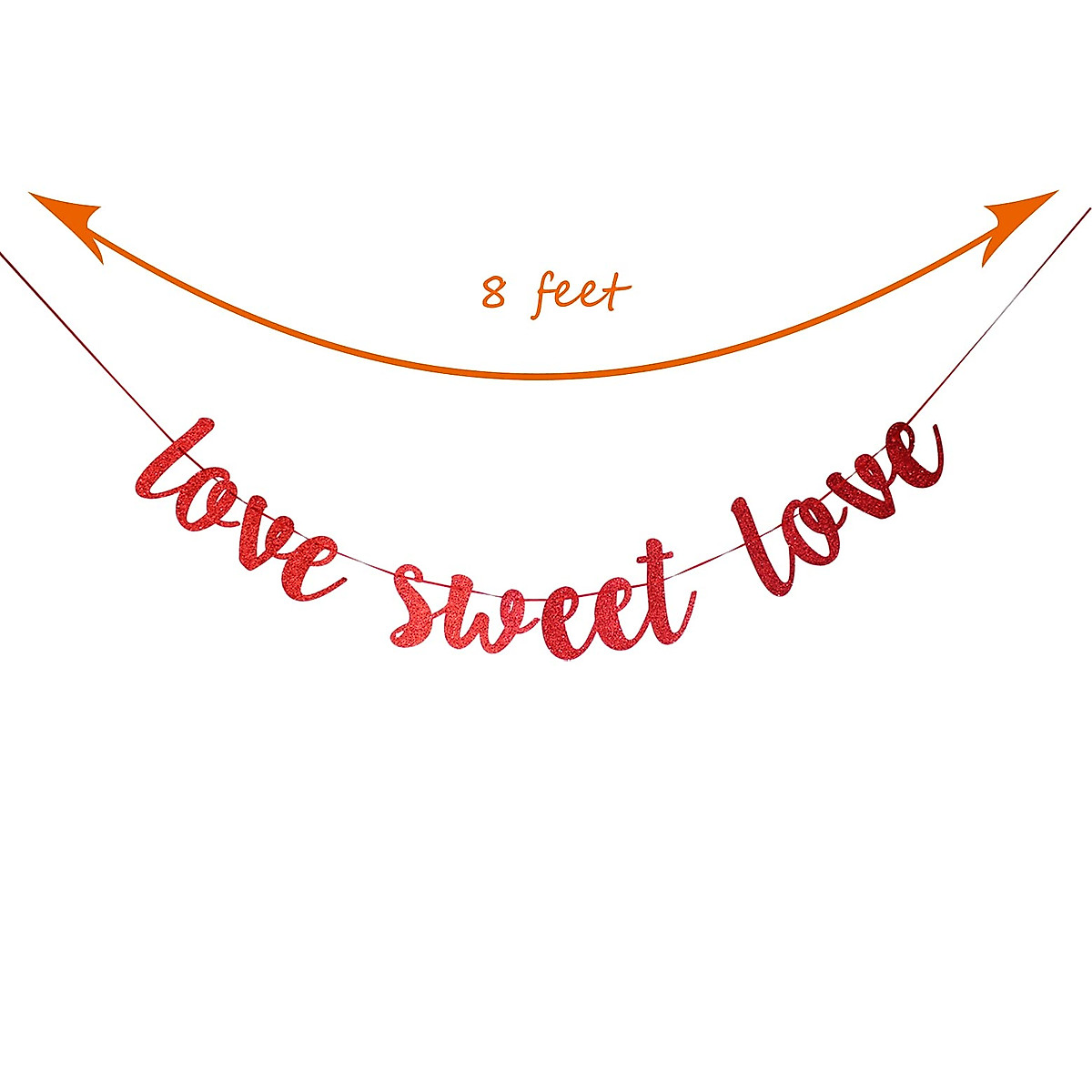 Starsgarden Glitter Red Love Sweet Love Banner Hanging Garland -Perfect Decoration for Bridal Shower, Engagement, Bachelorette, Wedding Party(Red Sweet Love)