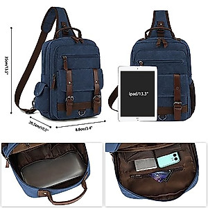 Vintage Canvas Crossbody Bag, Laptop Crossbody Bag, Men's Crossbody Bag, Lightweight Canvas Single Shoulder Bag, Travel Crossbody Bag, Casual Travel, Cycling Darkblue