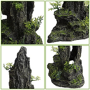 Saim Tall Mountain View Stone Aquarium Ornament Artificial Mountain Hill View Stone Rock Cave Fish Hiding Cave for Betta Fish Amano Shrimp Cichlid to Play,Hide and Rest - A