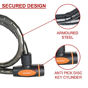 Master Lock 18 mm x 1000 mm Armoured Steel Cable Key Lock - Smoke