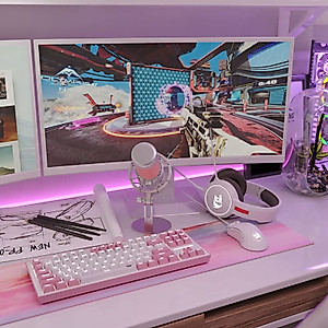 Redragon K611 Dual Color Keys Mechanical Gaming Keyboard Single White LED + RGB Side Edge Backlit 87 Key Tenkeyless Wired Computer Keyboard with Blue Switches for Windows PC (White + Pink)