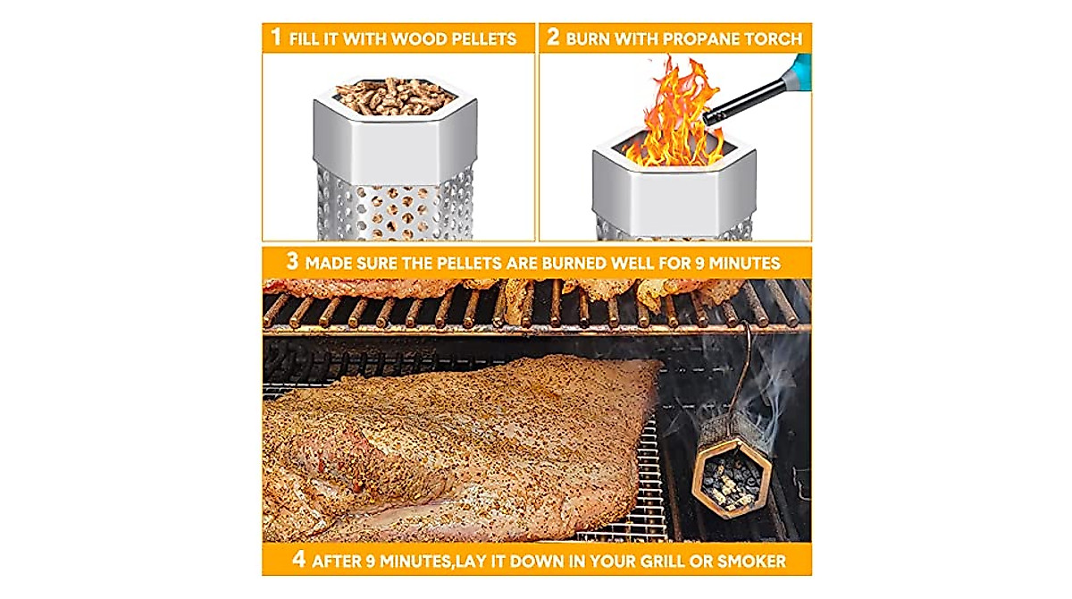 Pellet Smoker Tube Set - 4 Stainless Steel Tubes for Hot & Cold Smoking