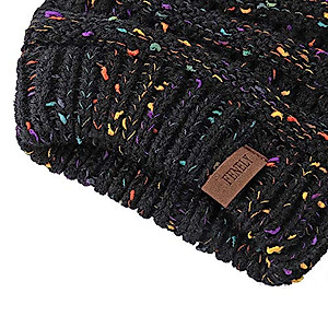 2PCS Parent-Child Family Beanie Cap Set, Mother & Baby Daughter/Son Winter Warm Knit Crochet Beanie Hat for Boys Girls Navy