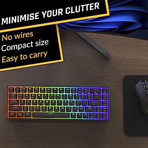 KLIM Shift Wireless Mechanical Keyboard - 2024 Version - Hotswap TKL RGB w/Extra 68 Keycap Set - Backlit Mini Gaming Keyboard - 2.4 GHz Wireless & Bluetooth Keyboard - 60 Percent Keyboard - PC Gamer