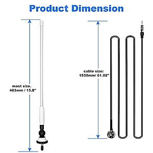 Boat Antennas Waterproof Marine Radio Antenna Car Flexible Rubber Mast FM AM Antenna for ATV UTV RZR SPA Yacht Camper GA057W (White)