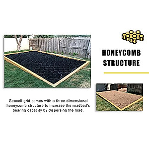 ROYUMI Gravel Grid Durable HDPE Ground Geogrid Stabilizer, 8000lbs/3600kg Load Bearing Gravel Grid, Heavy Duty Cellular Paving System, for RV Parking Slopes & Garden (Size : 4x6m/13.1x19.6ft)