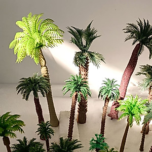 OrgMemory 36pcs Palm Trees, Ho Scale Bushes, Plastic Trees for Projects 1.5-6 inch(3-16 cm), Miniature Trees
