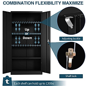 SUXXAN 72'' Metal Storage Cabinet,Large Space Lockable Steel Storage Cabinet with 4 Adjustable Shelves,Home Garage Office,Assembly Required