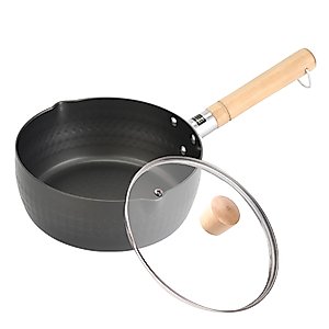 ICUUK Saucepan with lid, Hard-Anodized Non-Stick Aluminum, Small Sauce Pot - 2 Quart, Matte Black