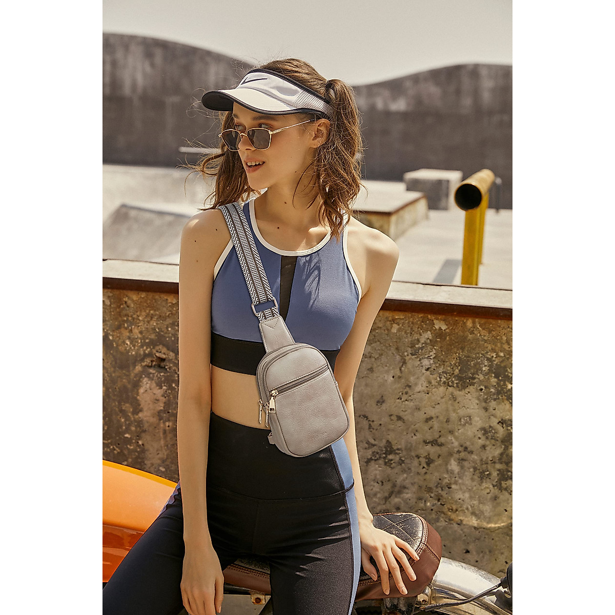 Telena Small Sling Bag for Women Vegan Leather Fashionable Fanny Pack Crossbody Bags for Women Chest Bag for Travel Cloud Grey