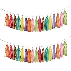 GUZON Tissue Paper Tassel DIY Party Garland Decor for All Events & Occasions ，40 Tassels Per Package