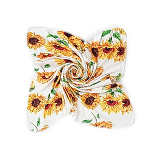 Galabloomer Newborn Sunflower Receiving Blanket Headband Set Baby Flower Rose Swaddle with Big Bow