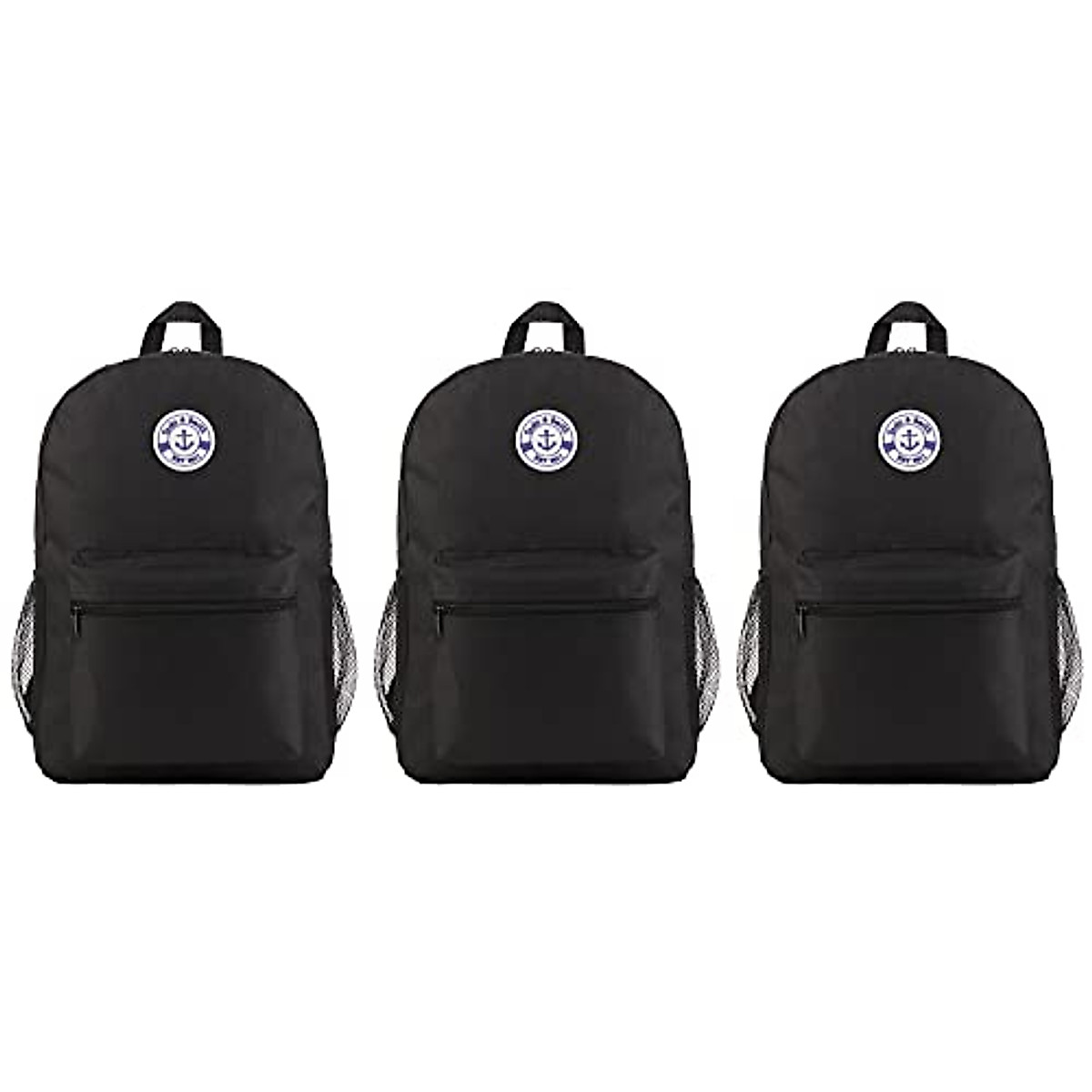 Yacht & Smith 3 Pack Backpack, Bulk 17 inch Lightweight Outdoor Travel Gym Corporate Events Bag
