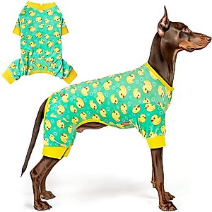 KYEESE Dog Pajamas Yellow Ducks Dog Onesie Dog Coat Dog Pajamas Large Sized Dog Soft Dog Costume Dog Clothes Dog Surgery Recovery Suit Dog Body Suits After Surgery Cat Clothes Large Dog Pajamas