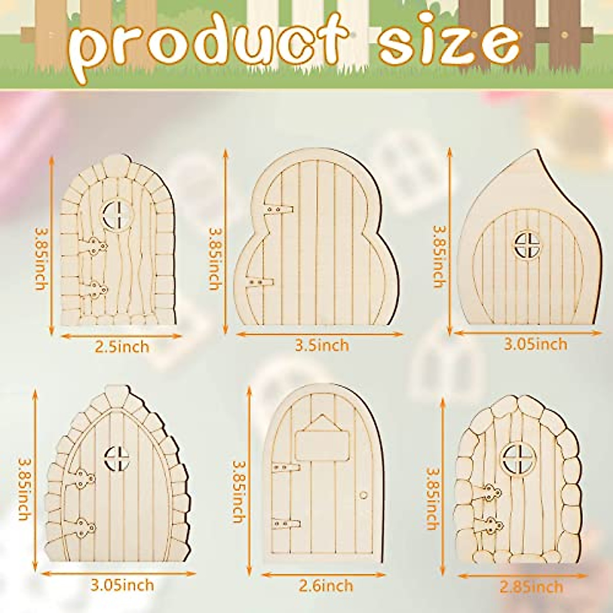 Yulejo 48 Pcs Fairy Door Wooden Garden Doors Craft Mini Window Fairy House DIY Kit Unfinished Miniature Door Unpainted Fairy Window Accessories for Wall Home Party Decoration (Antique Style)