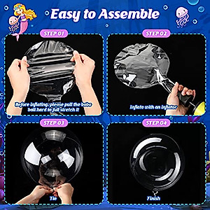 6 Pcs Jelly Fish Paper Lanterns 24 Pcs 10'' 18'' 20'' 24'' Bubble Clear Bobo Balloons Mermaid Party Decorations Under The Sea Ocean Birthday Party Decoration Pink Purple Blue Baby Shower Decorations