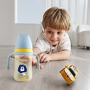 Sippy Cup for Baby Months 6+, Non Spill Cup for Toddlers, Baby Straw Cup with Handles, Spill-Proof, Leak-Proof Soft Spout Cup 240ml/8oz, with 3 Types Silicone Spouts, BPA Free (Blue)