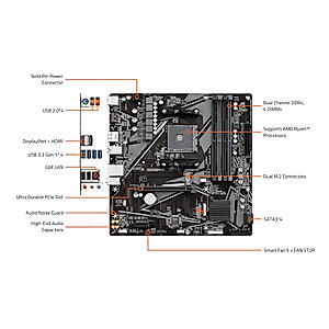 GIGABYTE B550M K Motherboard, Supports AMD AM4 Ryzen 5000 Processors, Micro-ATX, DDR4, Dual M.2, SATA 6Gb/s, Realtek GbE LAN, PCIe 4.0