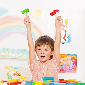 Waenerec 2pcs Toy Hammer Simulation Wooden Hammers Small Plastic Toddler Claw Hammer Portable Kids Maintenance Tools Toys Pretend Play Fake Mallet Hammer for Boys Girls