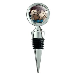 Westie West Highland White Terrier Dogs Teddy Bear Wine Bottle Stopper