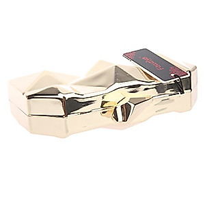 Fawziya Polygon Clutch Purses For Women Metallic Evening Bags-Gold