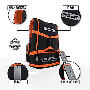 BALLISTIC IRON Heavy Duty Car Seat Travel Bag - Fits Convertible Car Seats, Infant Car Seats & Booster Seats - Carseat Cover For Airplane Travel - Carseat Travel Bag For Airplane - Car Seat Cover For Airplane Travel - Car Seat Bag - Car Seat Travel Bag Fo