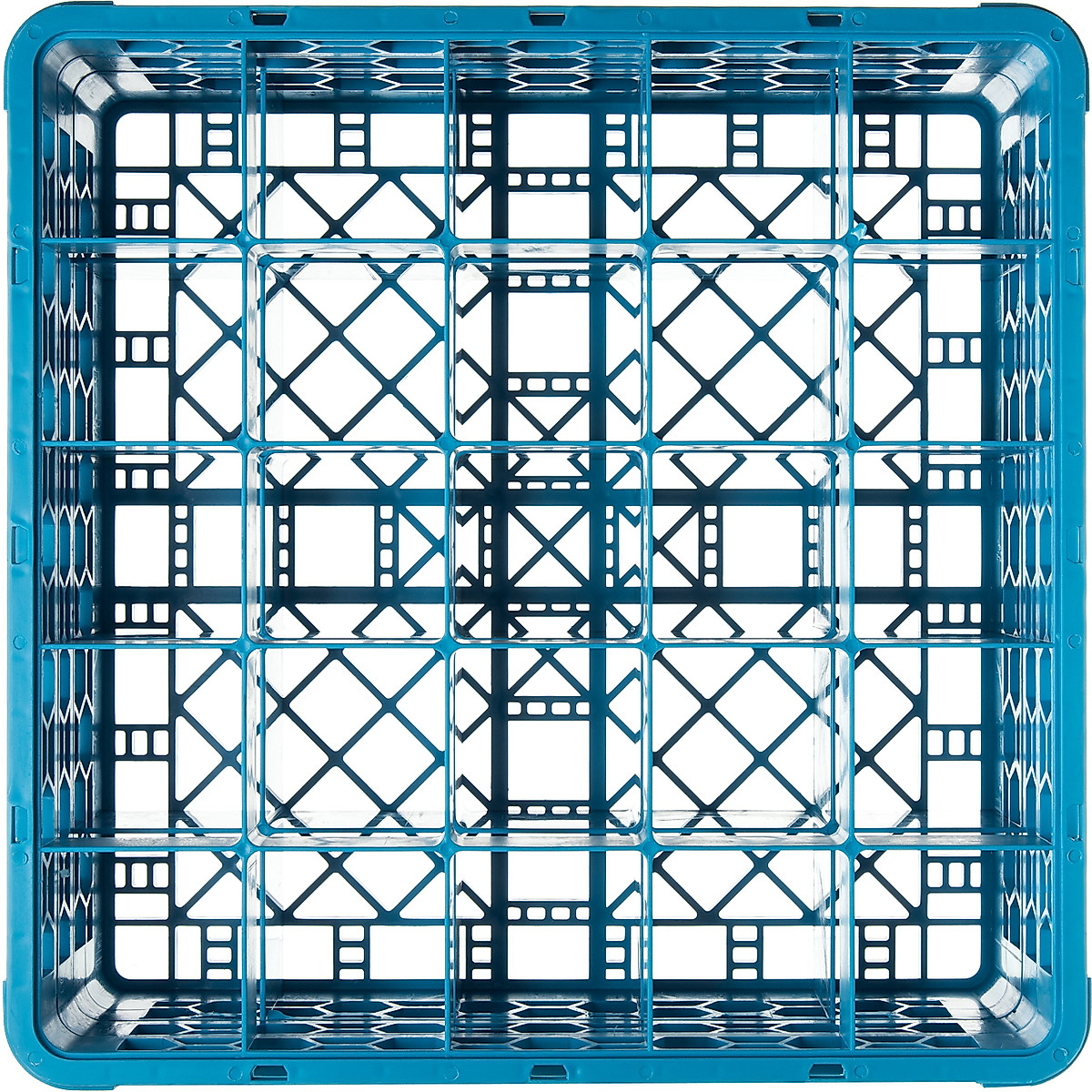 CFS RG25-214 OptiClean 25 Compartment Glass Rack with 2 Extenders, Blue