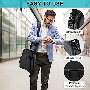 Newman iDesign Hat Travel Case: Hard Hat Case with Adjustable Shoulder Strap - Black Hat Holder for Travel Fits 6 Hats - Baseball Hats Organizer for Men and Women