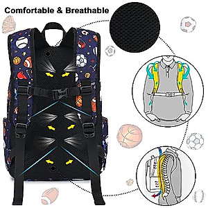 CAMTOP Soccer Backpack for Kids, Boys Girls Preschool Backpack with Lunch Box Toddler Kindergarten Football School Bookbag Set for Age 3-9