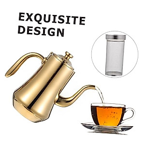 GREENADSCAPE 1pc Kettle Cooking Oil Dispenser Camping Coffee Makers Stovetop Espresso Pot Filter Pot Gongfu Teapot Milk Steamer Espresso Coffee Maker Machine Stainless Steel Golden