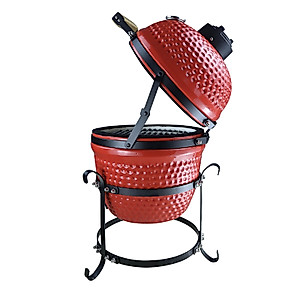 AUPLEX 13" Kamado Charcoal Grill, Ceramic BBQ Charcoal Grill, Mini Portable Clay Smoker Oven Barbecue Grill for Backyard, Balcony