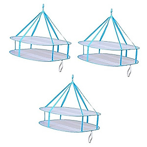 Alipis 3pcs 2 Hanging Flat Clothes Rack Collapsible Clothes Drying Rack mesh Laundry Drying Basket Collapsible Laundry Drying Rack Collapsible Drying Rack for Clothes Collapsible Hangers