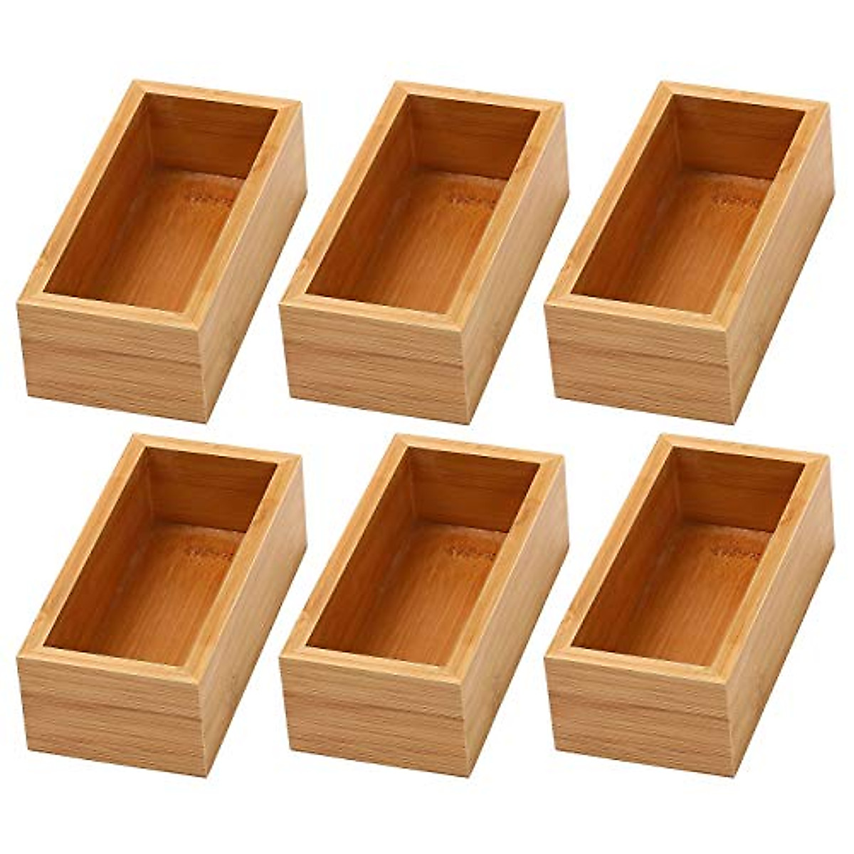 YBM HOME Bamboo Drawer Organizer Storage Box for Kitchen Drawer, Junk Drawer, Office, Bedroom, Children Room, Craft, Sewing, and Bathroom, 6 Pack 3x6x2 inch