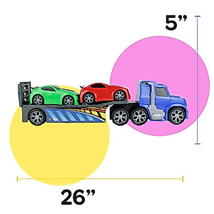 Boley Big Truck Hauler Playset - Car Transporter Trailer with 2 Race Cars Included - Big Toy Car Carrier Truck for Kids and Toddlers! - Ages 3 and Up!