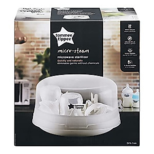 Tommee Tippee Microsteri Microwave Steam Sterilizer for Baby Bottles and Accessories, Kills Viruses* and 99.9% of Bacteria, 4-Minute Sterilization Cycle