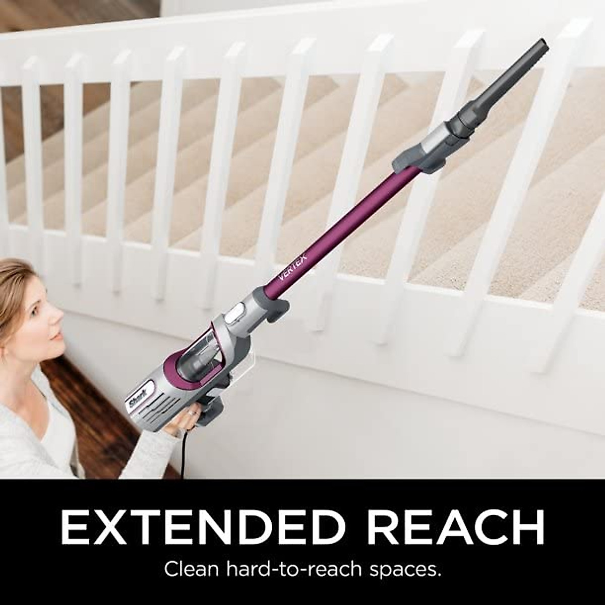 SHARK Shark HZ2000 Vertex Ultralight Corded Stick Vacuum with DuoClean PowerFins and Self-Cleaning Brushroll Magenta (Renewed)