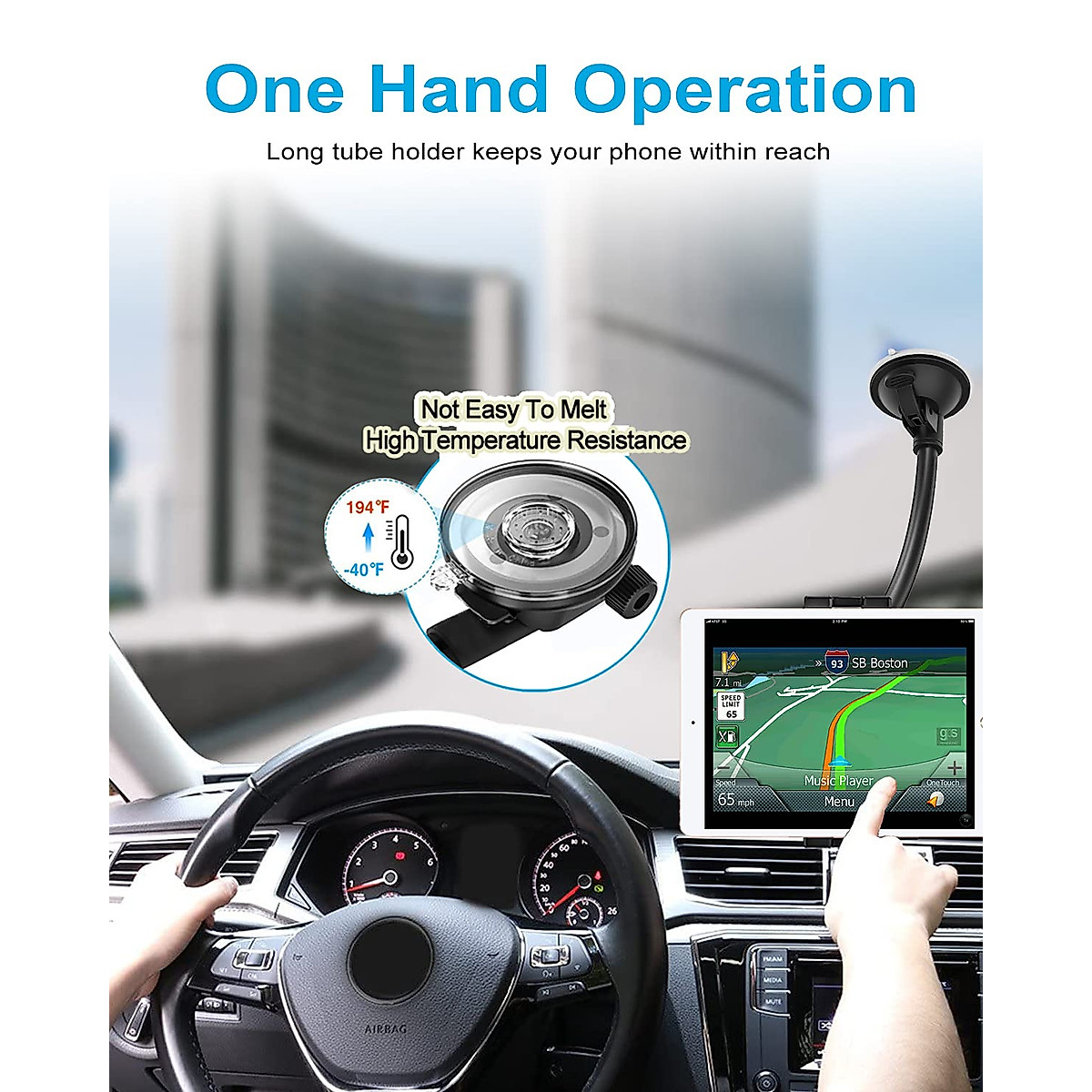 woleyi Windshield Car Tablet Mount, Car/Truck Window Dashboard Tablet Holder with Long Arm Suction Cup, Compatible with iPad Pro/Air/Mini, Galaxy Tab/Z Fold, iPhone, More 4-13" Cell Phones and Tablets