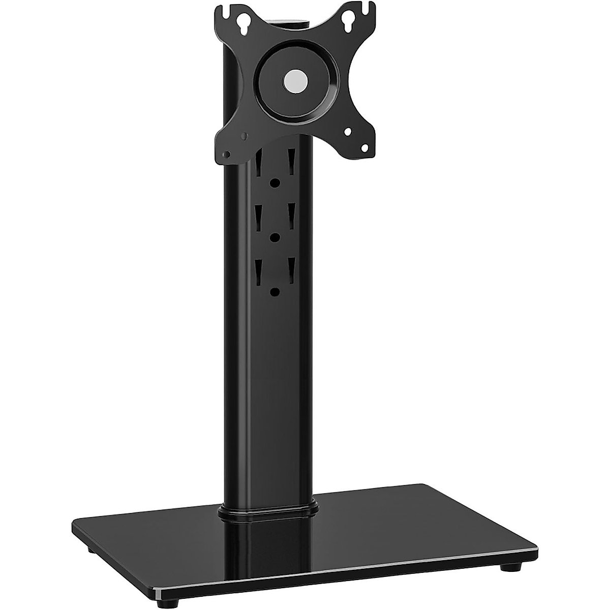 Single Computer Monitor Stand for 13-32 inch Screen, Height Adjustable Monitor Stand, Free Standing Monitor Desk Stand with Swivel, Tilt and Rotation VESA Mount, Black