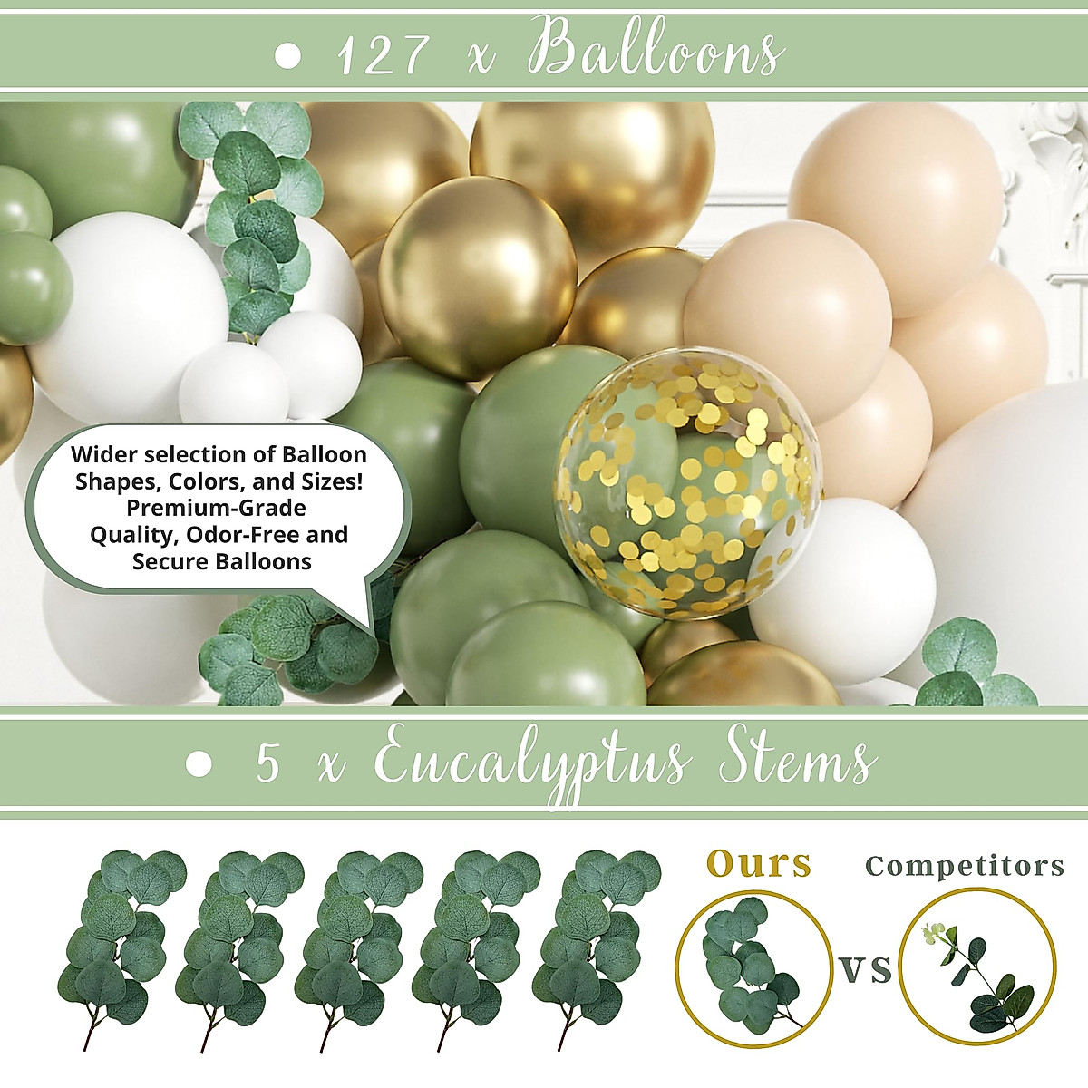 258 PC Sage Green Baby Shower Decorations, Gender Neutral Mint Balloons Garland and BABY Boxes, Welcome Baby Banner, Olive Green Baby Shower Decorations for Boy and Girl, Woodland Safari Jungle