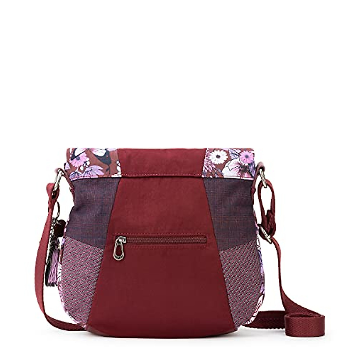 Sakroots Foldover Crossbody Bag in Cotton Canvas, Cabernet in Bloom
