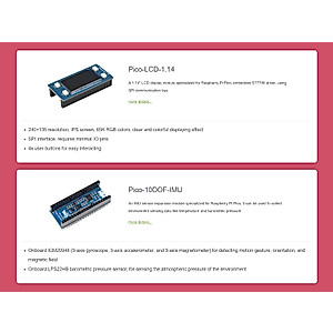 waveshare for Raspberry Pi Pico Evaluation Kit B Include Pi Pico Board with Pre-Soldered Header,1.14inch RGB Color LCD, 10DOF IMU Sensor Module,Dual GPIO Expander,Breadboard