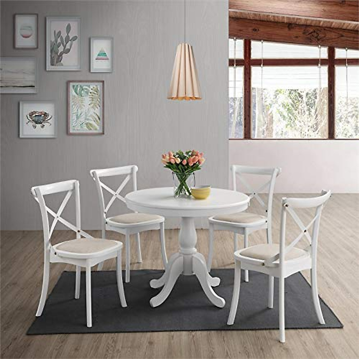 Carolina Classic Fairview 36" Round Pedestal Dining Table in White
